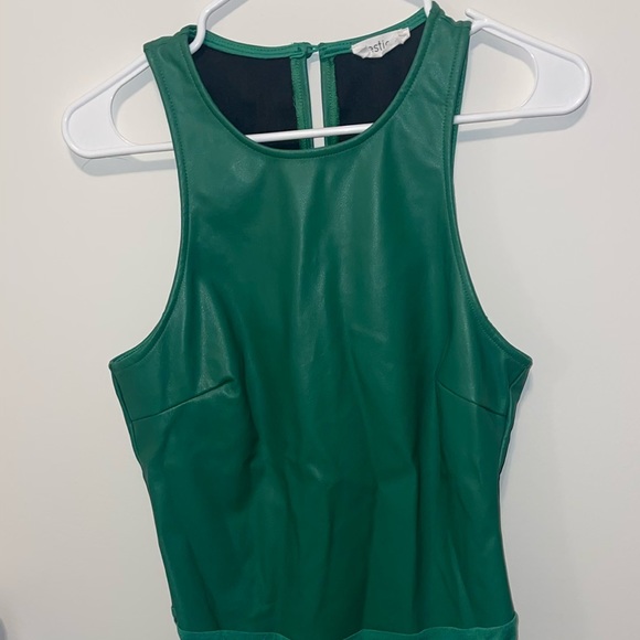 vestique | Tops | Vestique Green Leather Bodysuit | Poshmark